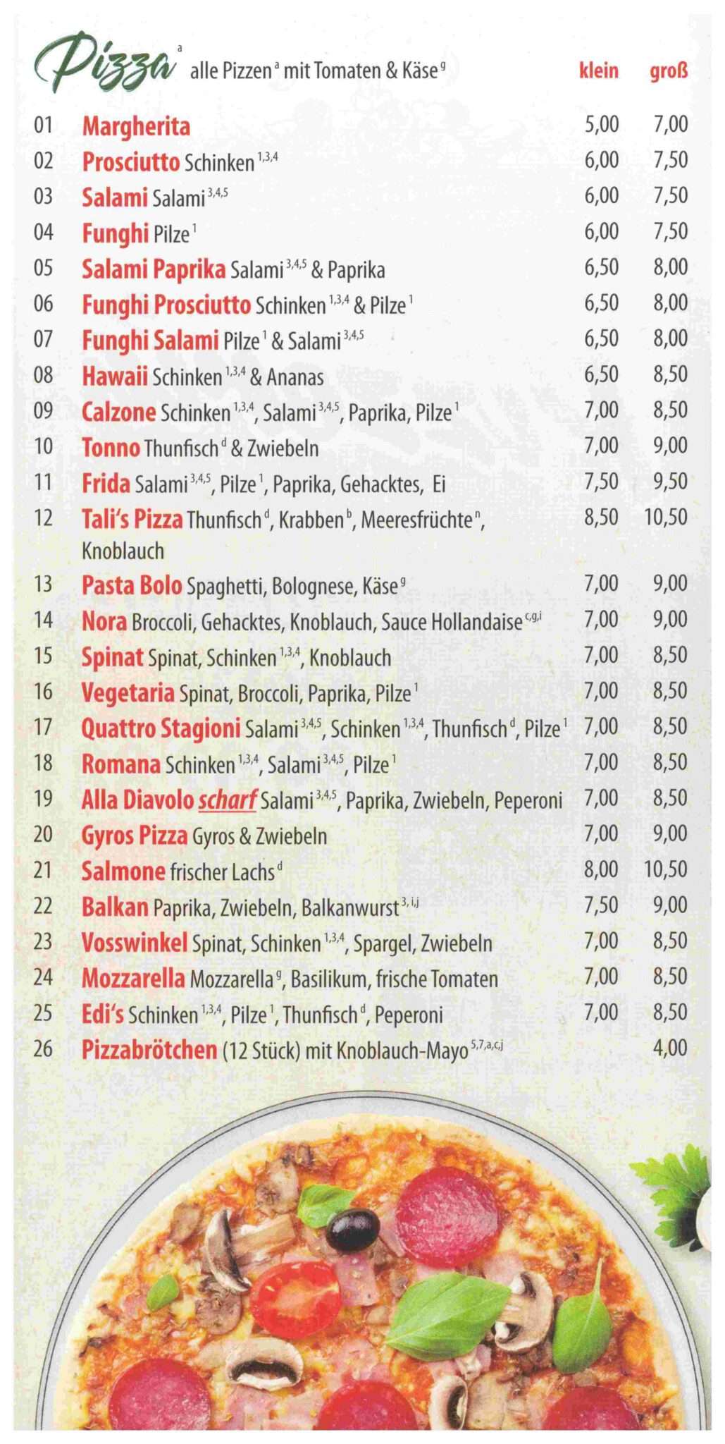 Speisekarte – Pizzeria Voßwinkel